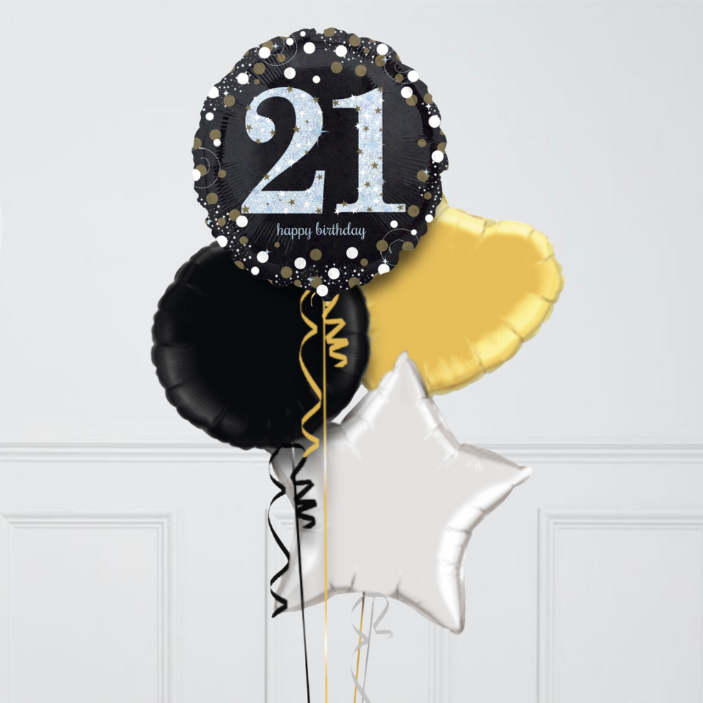 21st Birthday Elegant Sparkles Foil Balloon Bunch - Balloonfactory.ie ...