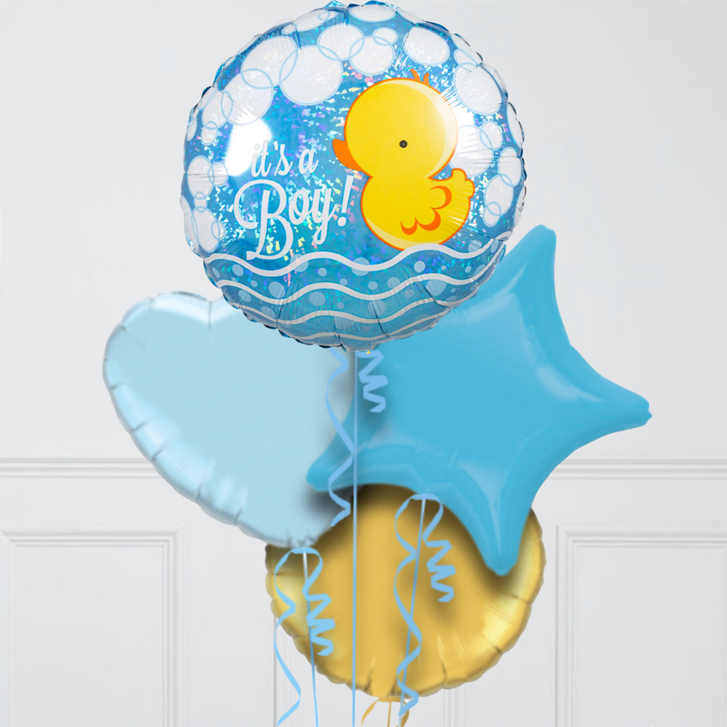 Baby Boy Duck Stars Inflated Foil Balloon Bunch | Balloonfactory.ie ...