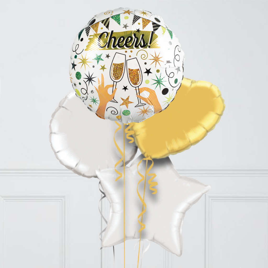 Champagne Cheers Stars Inflated Foil Balloon Bunch | Balloonfactory.ie ...