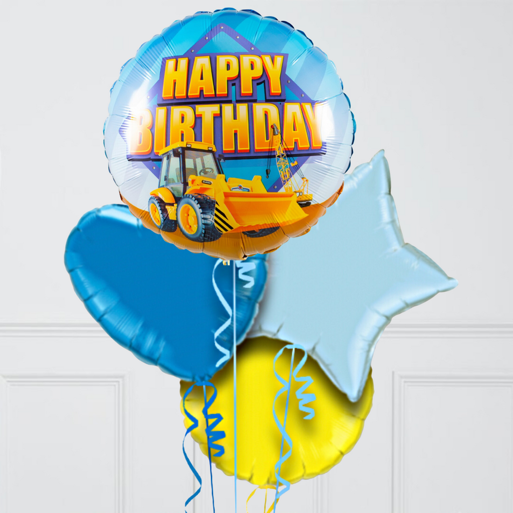 Digger Happy Birthday Inflated Foil Balloon Bunch - Balloonfactory.ie ...