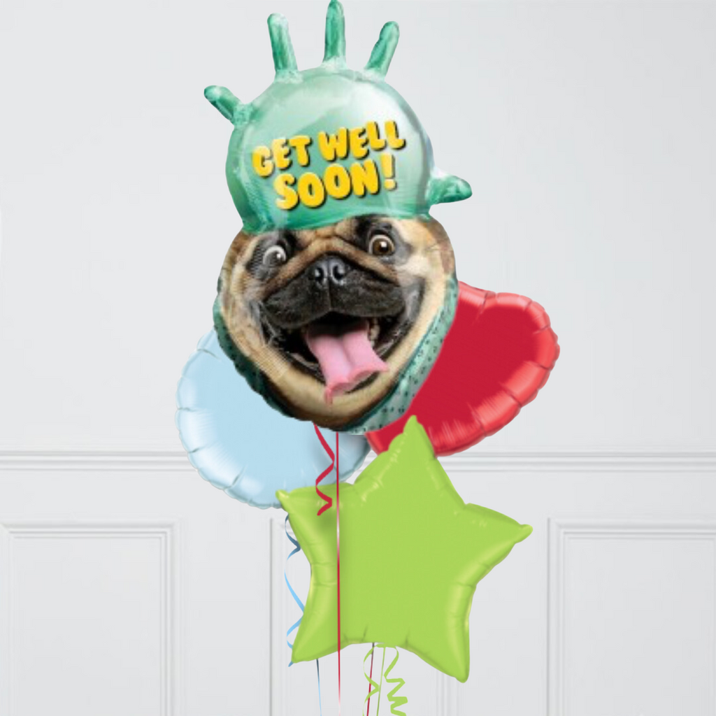 Get Well Pug Shape Inflated Foil Balloon Bunch | Balloonfactory.ie ...