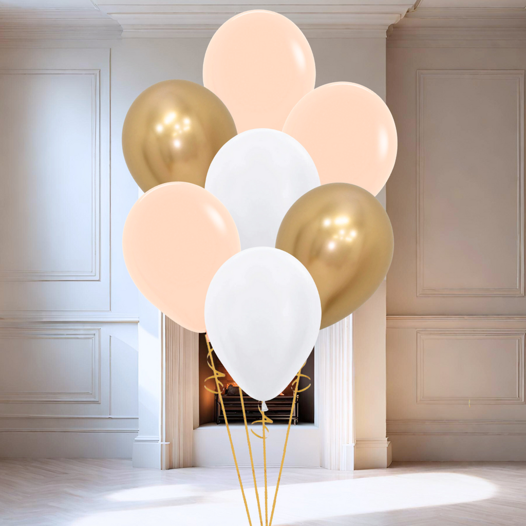 Cream Chrome Party Helium Latex Balloon Bunch | Balloonfactory.ie ...