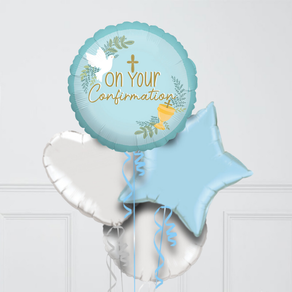 On Your Confirmation Baby Blue Inflated Foil Balloon Bunch ...