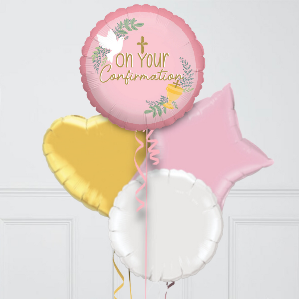 On Your Confirmation Baby Pink Inflated Foil Balloon Bunch ...