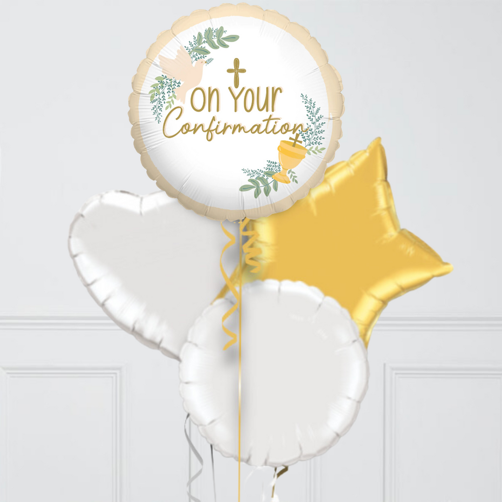 On Your Confirmation Gold Inflated Foil Balloon Bunch | Balloonfactory ...