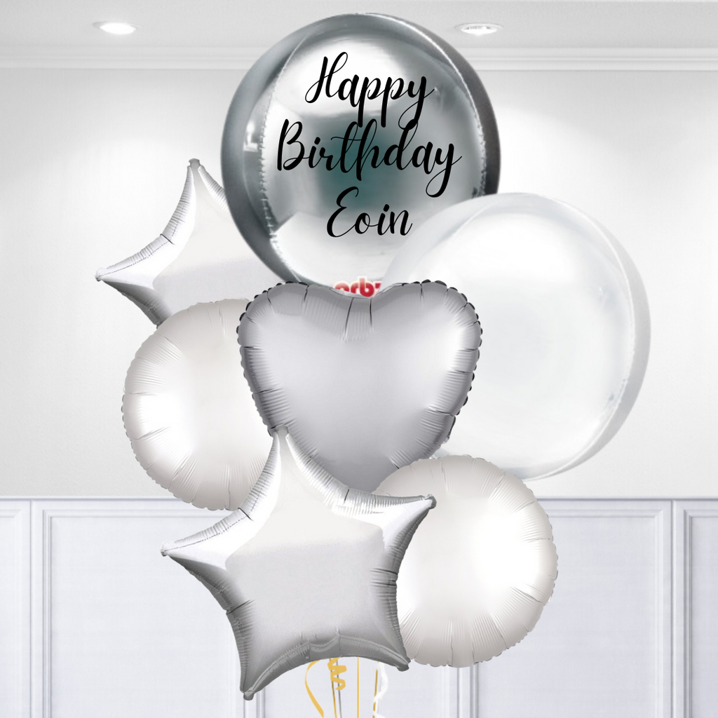 Silver Epic Personalised Giant Balloon Bunch | Balloonfactory.ie ...