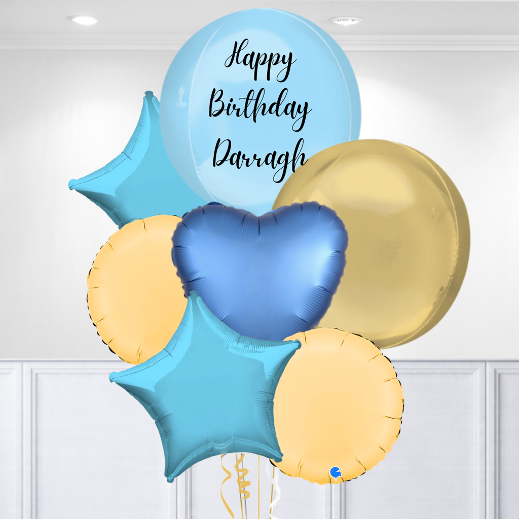 Sky Blue Personalised Giant Balloon Bunch | Balloonfactory.ie ...