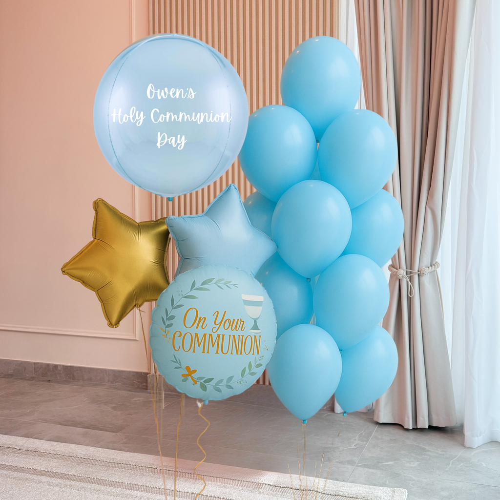 Premium Personalised Communion Blue Package l BalloonFactory.ie
